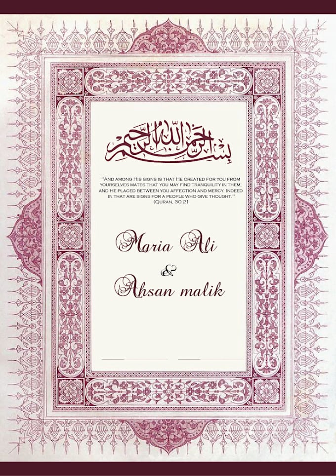 Design elegant custom nikkah certificate by Hadia20 | Fiverr