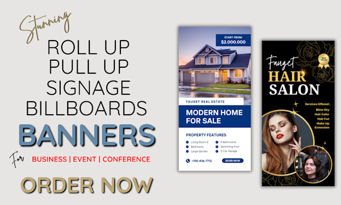 Design roll up banner, retractable, pull up, pop up, signage or x stand ...