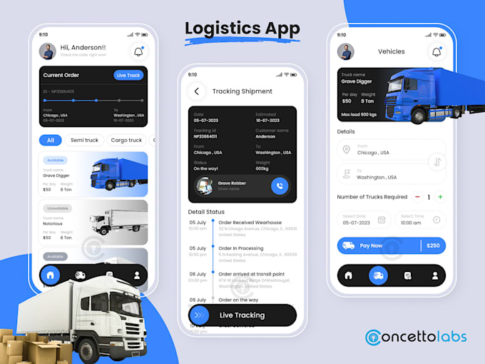 Develop logistics app, transportation app, truck booking app with admin ...