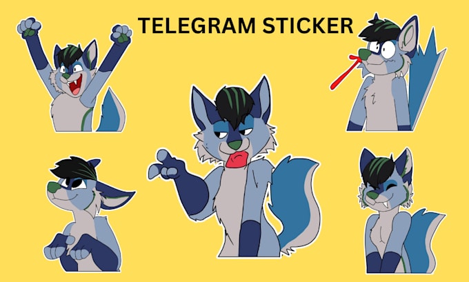 Draw a unique furry telegram sticker, discord, twitch emote, crypto ...