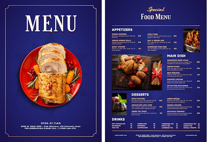 Do modern restaurant menu design by Artconsultant | Fiverr
