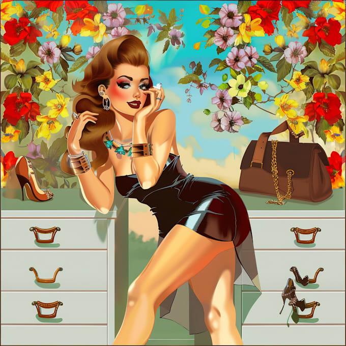 Make a beautiful and vintage pin up girl by Daiumos | Fiverr