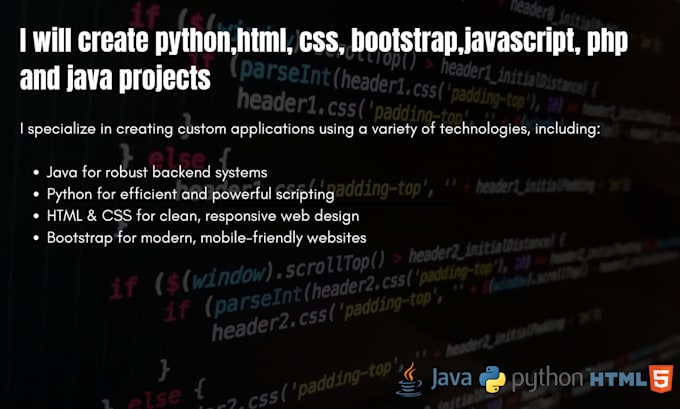 Python,html, css, bootstrap,javascript, php and java projects by Syndicate_seo | Fiverr