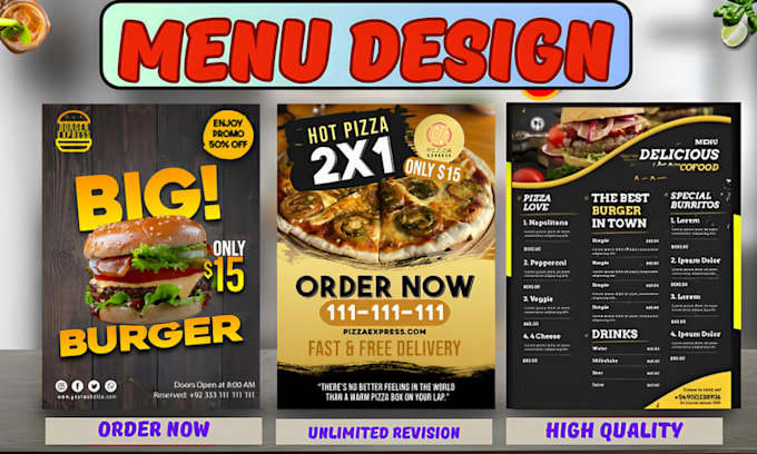 Do an amazing menu design, food menu, restaurant menu design by ...