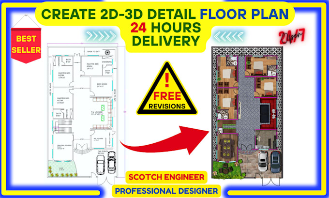 Create 2d 3d floor plans and elevations in autocad by Scotchengineer ...