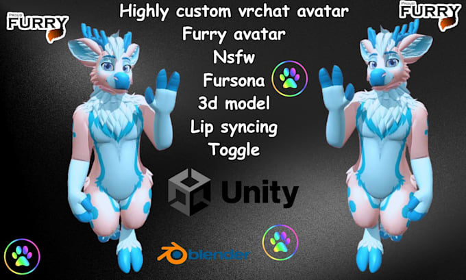 Create custom vrchat avatar, nsfw, 3d model, furry avatar, fursona, animaze by Maeve_avatar | Fiverr