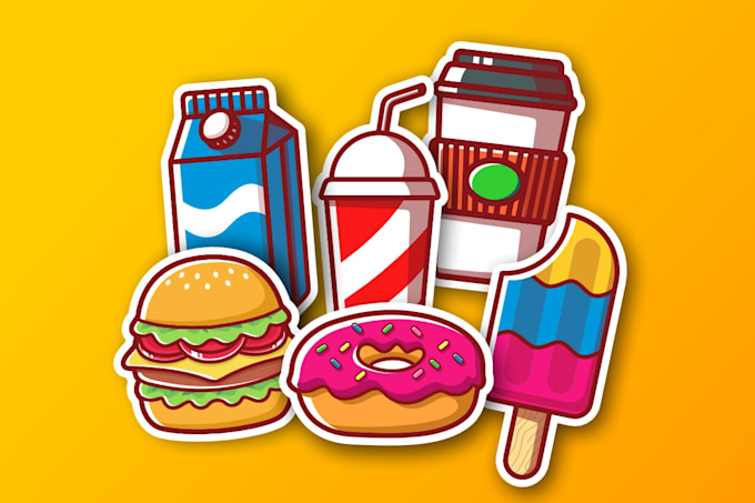 Design food cartoon illustrations by Desainosaurus | Fiverr