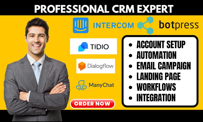 Create chatbot manychat tidio dialogflow intercom botpress typebot chatfuel by Albertfunnel | Fiverr