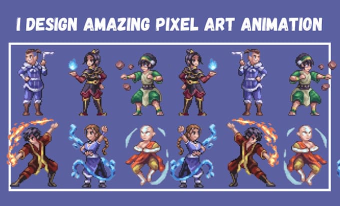 Create pixel art character design, pixel art sprite sheet, pixel art ...