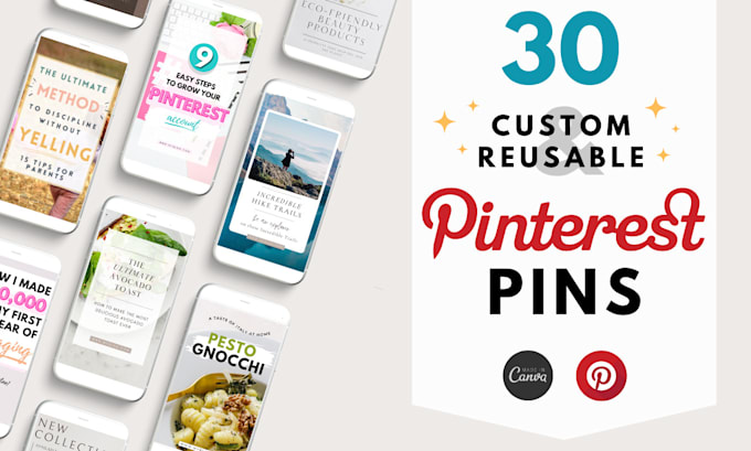 Design 30 custom, reusable professional pinterest pins by Firstsitebiz ...
