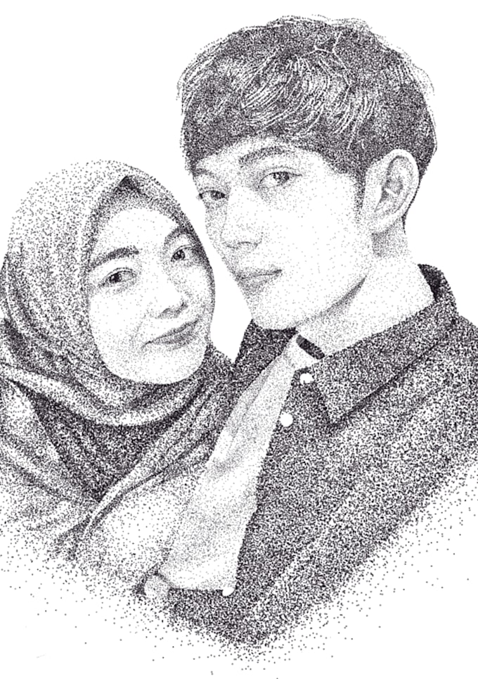 Pointilis style digital photo potrait get 2 face free 1 by Cacingkart17 ...