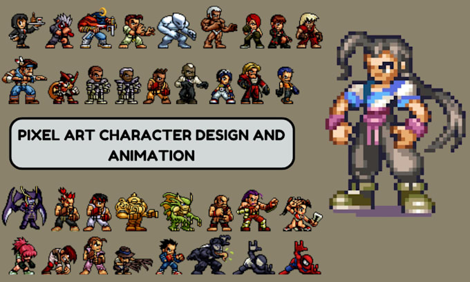 Faire une feuille de sprite d'animation pixel art, personnage pixel art, rpg, pixel game art