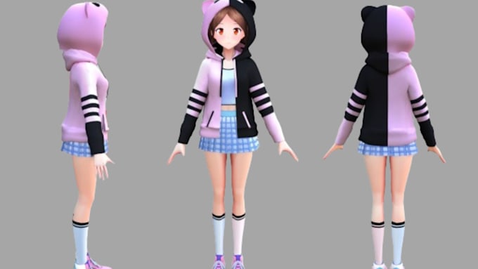 Do custom 3d vrchat model, 3d game avatar, vrc character, 3d stylize ...