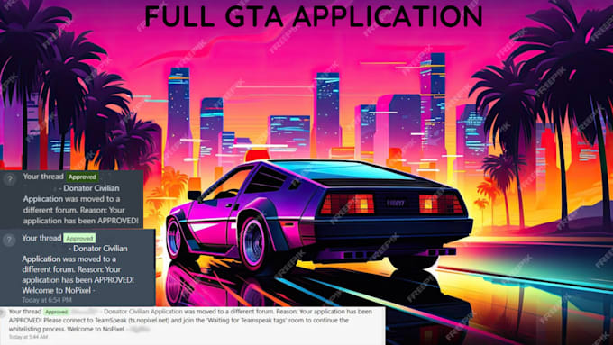 Write a creative gta rp backstory and full application by ...