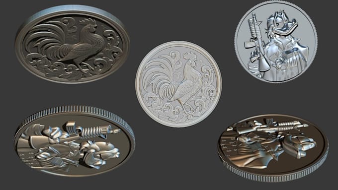 Sculpt 3d coin model printable coin 3d bas relief 3d cnc design for 3d ...