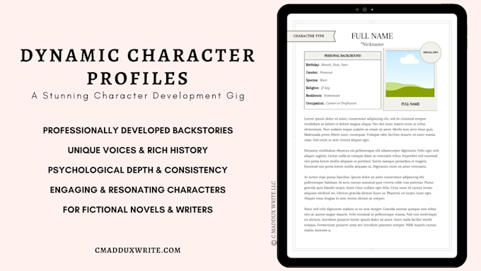 Write the most dynamic character profile for your novel by ...