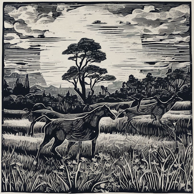 Draw illustrations using linocut technique by Anjawrroll | Fiverr