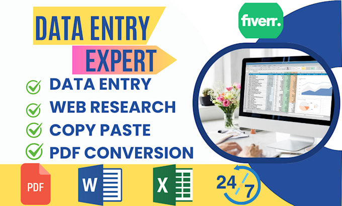 Efficient data entry clerk in ms word, excel, and more by Sarfraz_alee | Fiverr