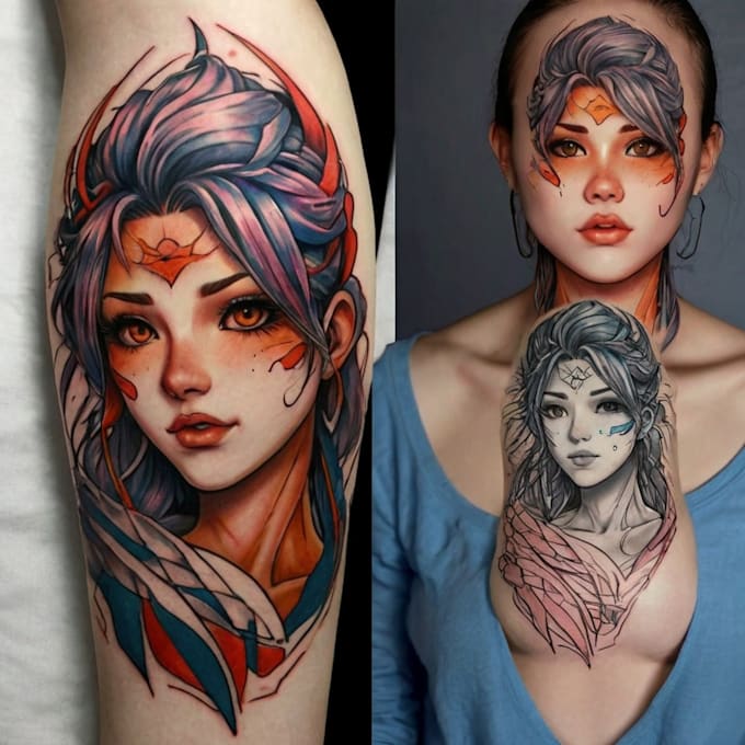 Make a custom and realism anime tattoo design by Josepuan | Fiverr