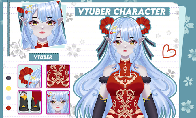 Draw live2d vtuber model,live2d rigging,2d vtuber design, vtuber rigging vtube