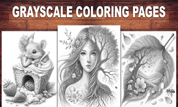 Create professional grayscale coloring pages for adults by Ismailkaram ...
