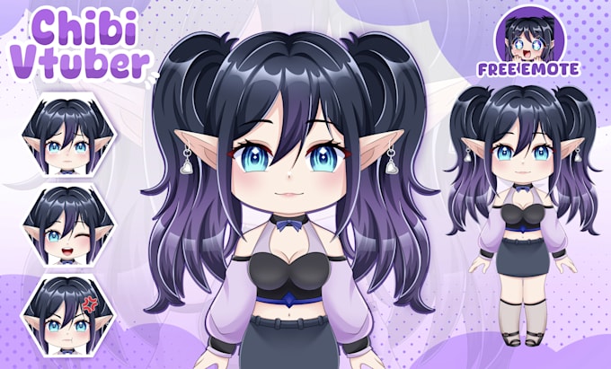 Draw custom live2d chibi vtuber model in anime style for streaming ...