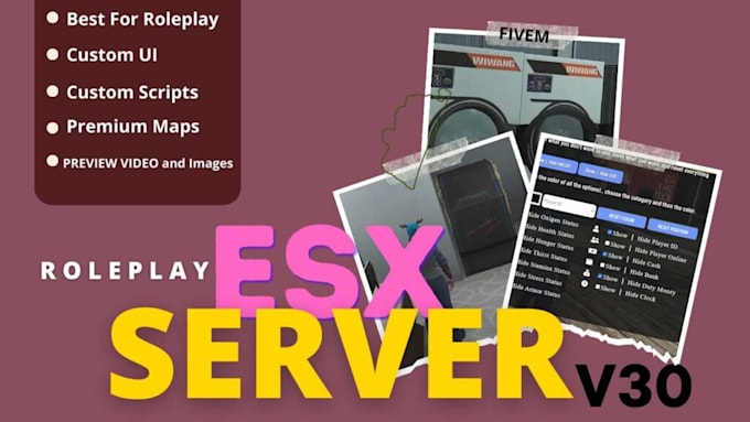 Develop a premium fivem esx server with custom script Develop a premium fivem esx server with custom script