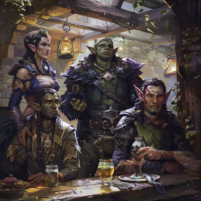 Draw your dnd character or party art by Oavease | Fiverr