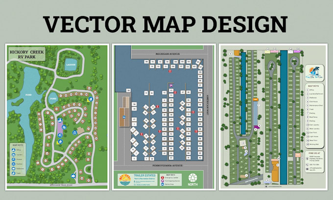 Illustrate plot, plat, rv parking, site, property map design by ...