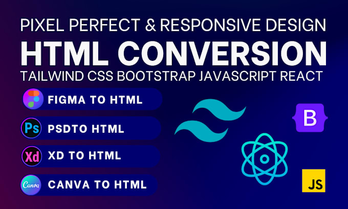 Do Figma To Html Css Conversion Using Tailwind Css Or Bootstrap By Masudhnabil Fiverr