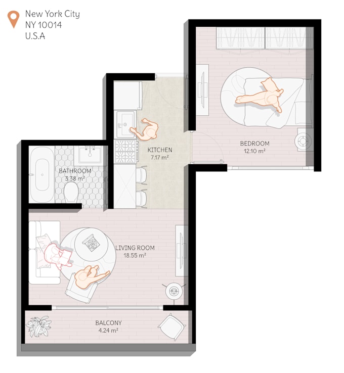 Draw 2d architectural floor plan for presentation by Mauricio_124 | Fiverr