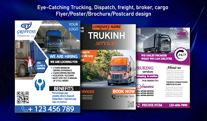 Design attractive logistic truck dispatch transport flyer by Malaikaarts4u | Fiverr