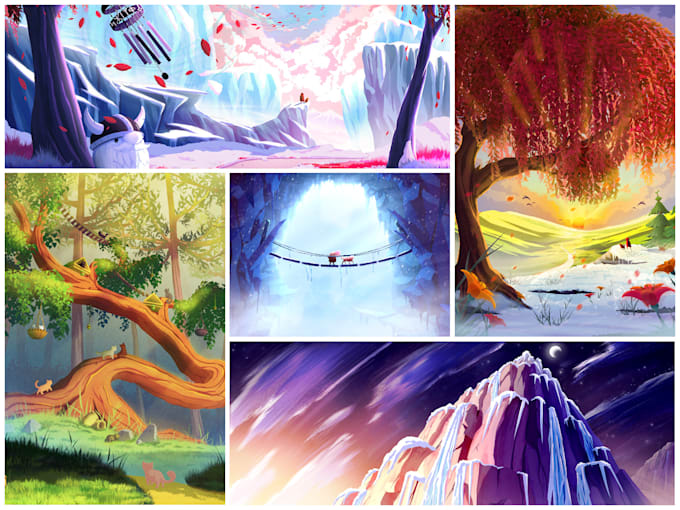 Do stylized environment illustration background art by Iwona_k | Fiverr