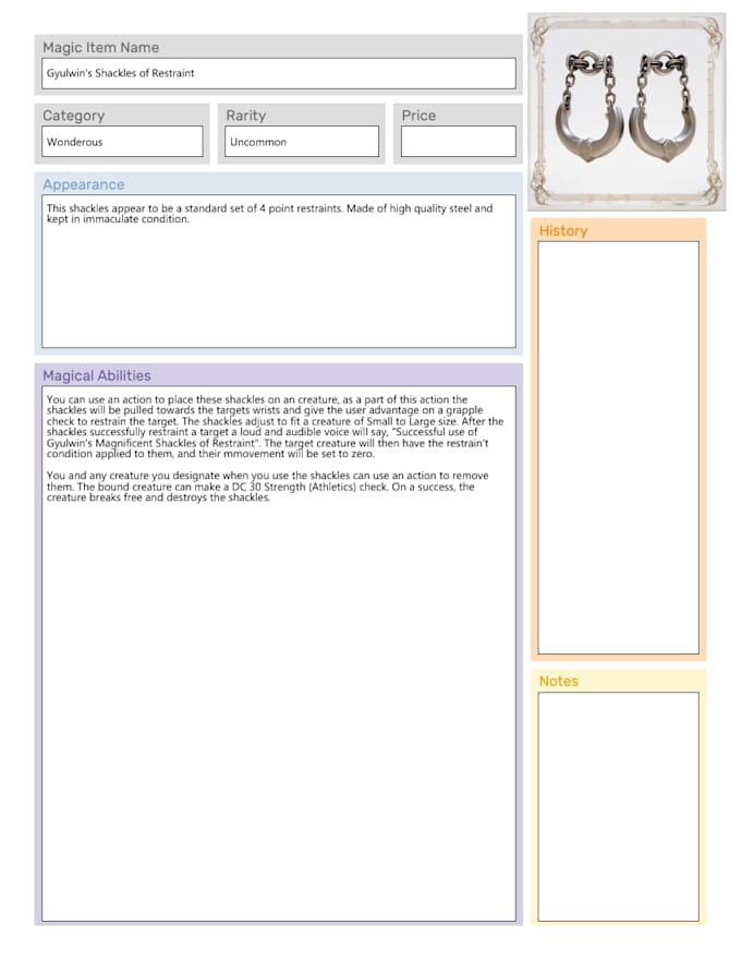 Create custom magic items, with descriptions by Blueparox | Fiverr
