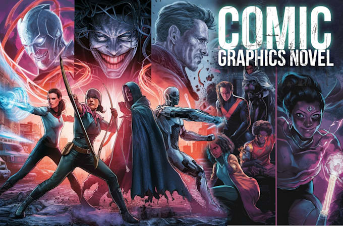 Illustrate great comic graphic novel, cartoon style comic pages comic ...