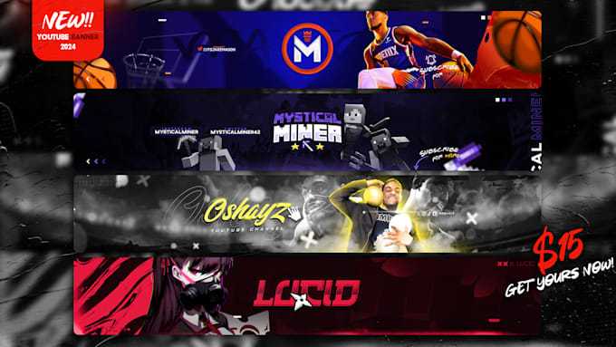 Design professional youtube banner for your channel by Kinkytail | Fiverr