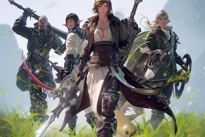 Draw your ffxiv characters together by Gelet_thens | Fiverr