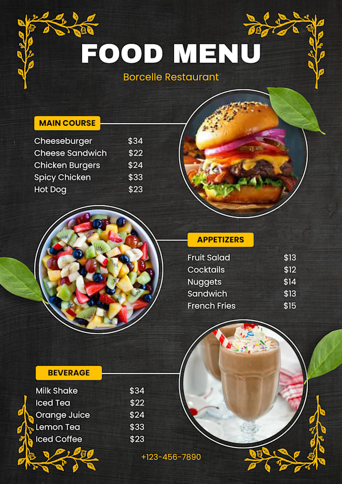 Do an amazing menu design, food menu, resturent menu design by ...