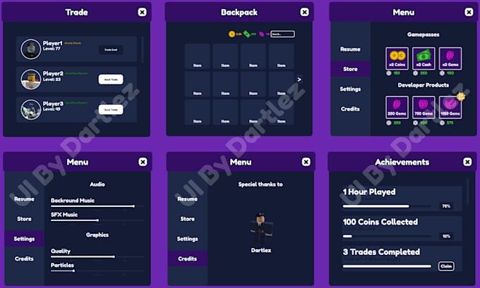 Create any roblox ui by Dartlez | Fiverr