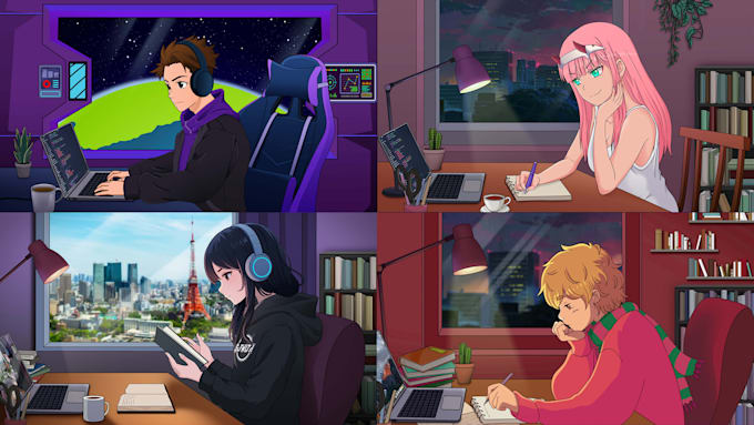 Create lofi loop animation illustration and animated gif by Nakama_art ...