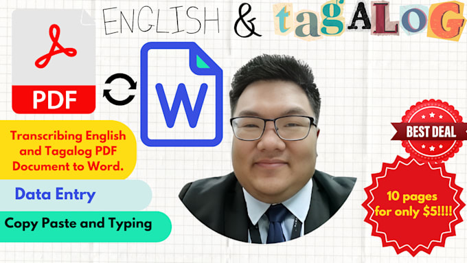 Do english and filipino typing job, retype documents for you by ...