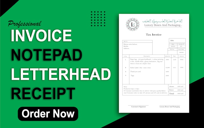 Design professional invoice, receipt, notepad, letterhead, checklist by ...