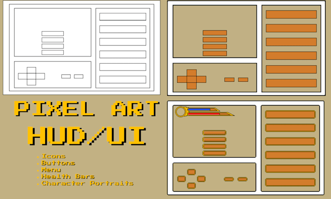 Pixel art ui pixel art hud for game, pixel background game ui, game graphics by Henry4kg | Fiverr