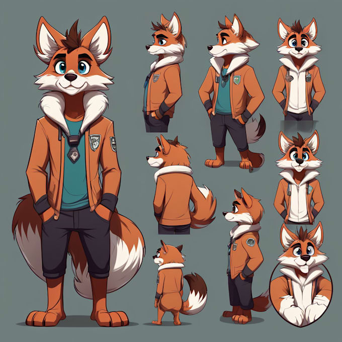 Draw furry reference sheet, fursona, ref sheet, badge, furry character ...