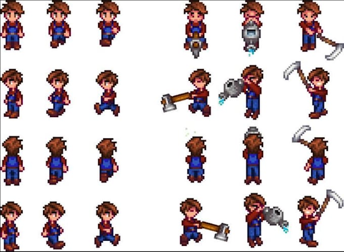 Diseñar y animar juego 2d activo personaje hoja de sprite arte del ...