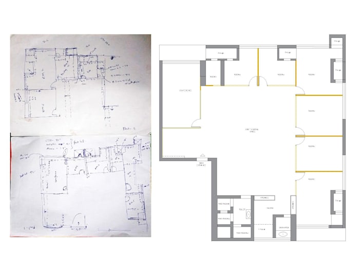 Redraft 2d auto cad floor plans by Priyankaswnt240 | Fiverr