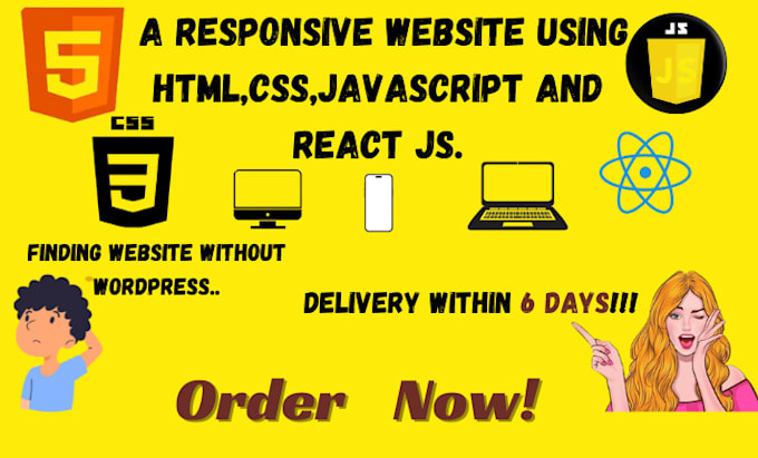 Create website using html,css,javascript and react js by Muhsanath_mizan | Fiverr