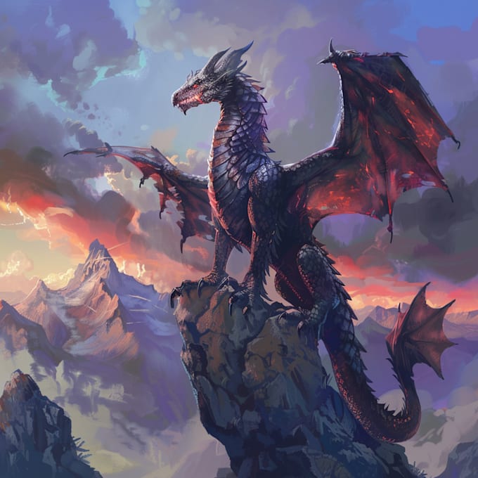Do your dnd original characters scene illustrations in dragon style by ...