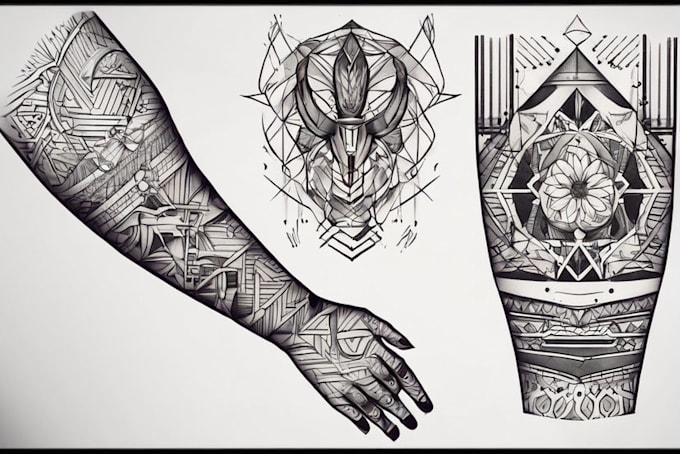 Create sleeve tattoo design in geometric style by Trudenalt | Fiverr