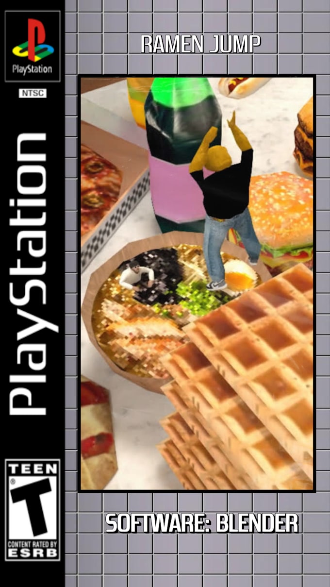 Create a 3d animation, model objects, in the psx, ps2, n64 retro style ...